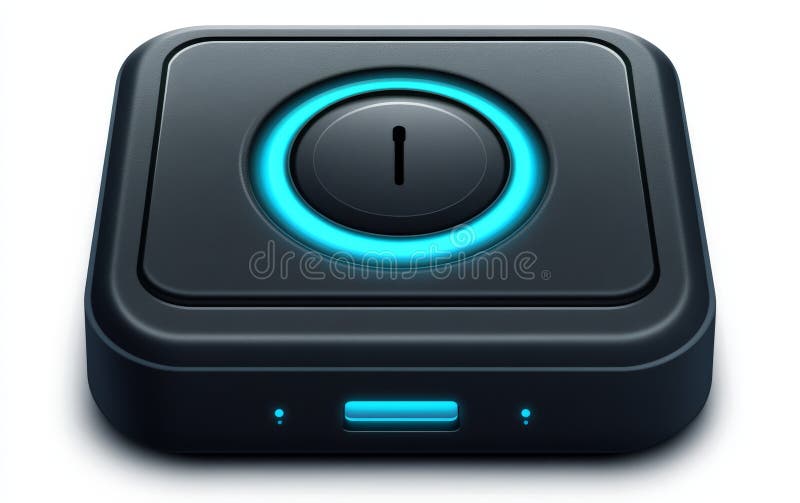 Advanced Biometric Access Control Device Futuristic Design Glowing Blue ...