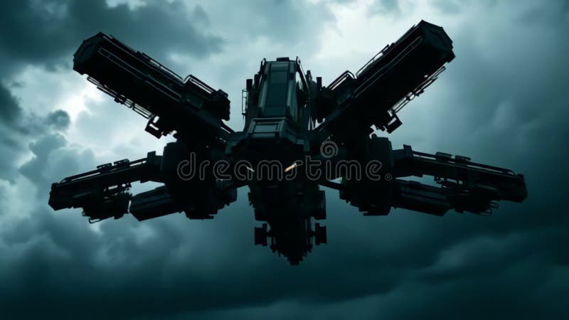 AI Generated Illustration of Advanced Spaceship Flying in Dramatic ...