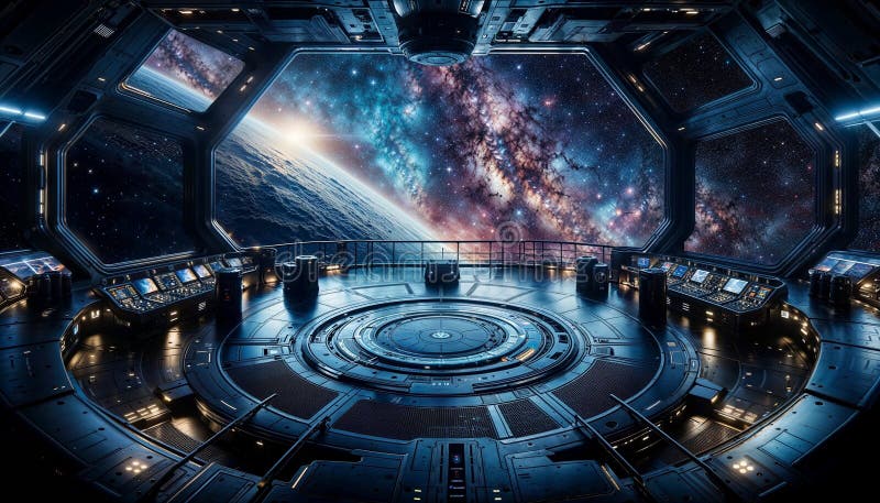 AI Generated Illustration of an Advanced Spaceship Hovering Over a ...