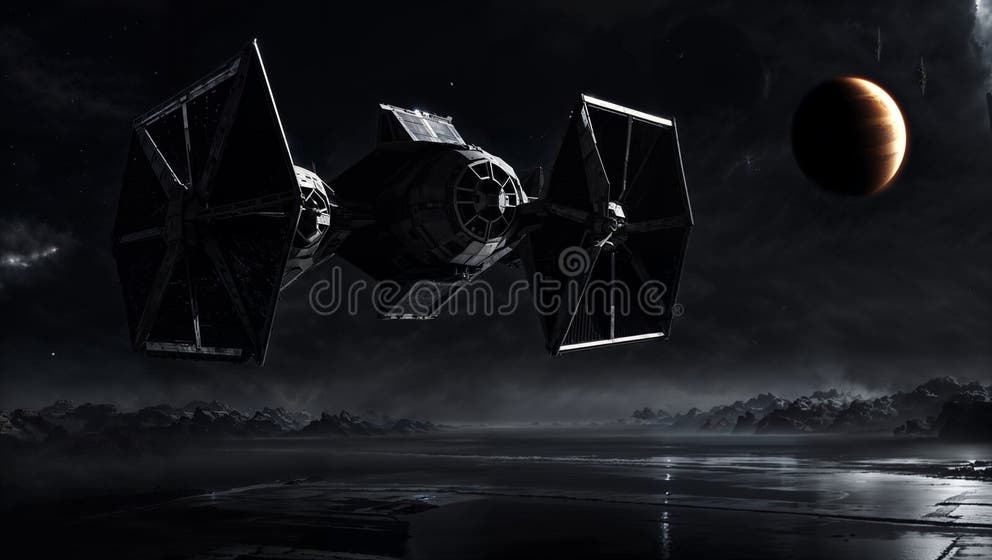 AI Generated Illustration of an Advanced Spaceship Hovering Over a ...