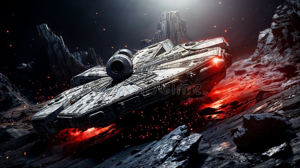 AI Generated Illustration of an Advanced Spaceship Hovering Over a ...