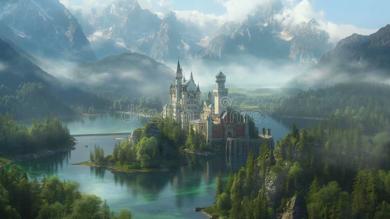 AI-generated Illustration of an Aerial View of a Distant Mountain ...