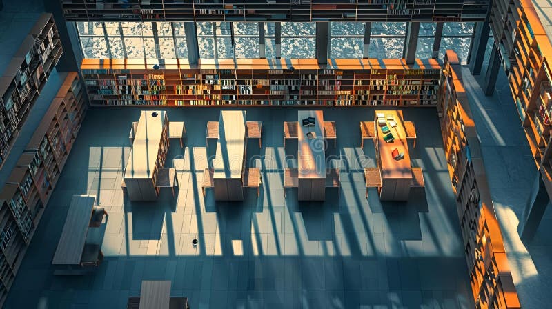 An Image of a Library from Above Looking Down into the Library Stock ...