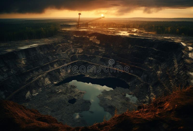 AI Generated Illustration of an Aerial View of an Open Pit Mine in a ...
