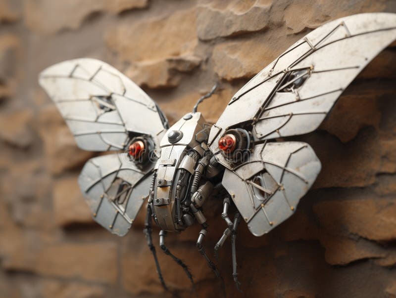 AI Generated Illustration of an AI Robot in the Shape of a Grey Moth on ...