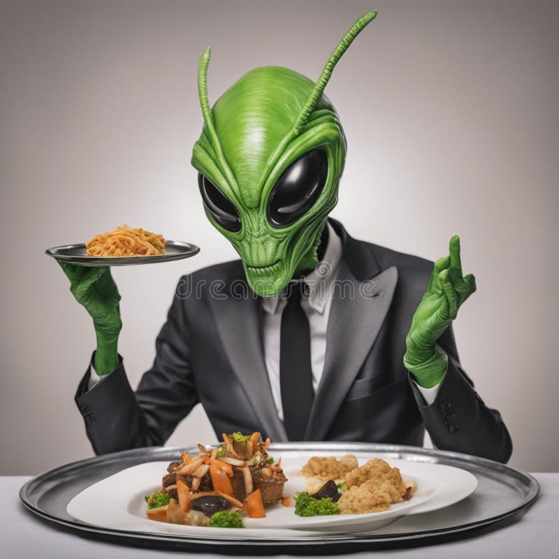 An alien in a restaurant stock image. Image of premises - 303781121