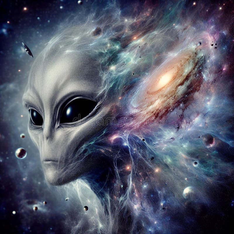 AI Generated Illustration of an Alien Portrait in the Space Stock ...