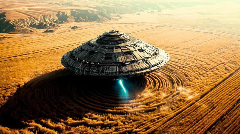 AI-generated Illustration of an Alien Spacecraft in a Field Stock Photo ...