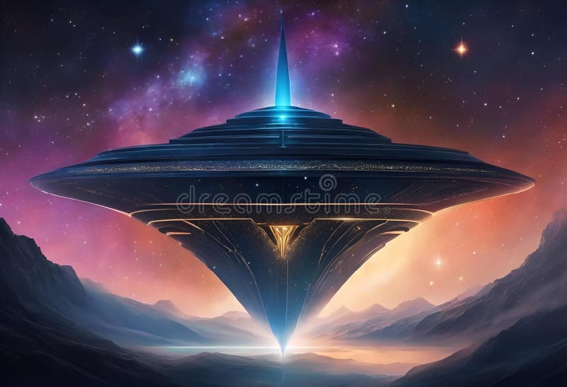 AI Generated Illustration of an Alien Spacecraft Flying through the ...