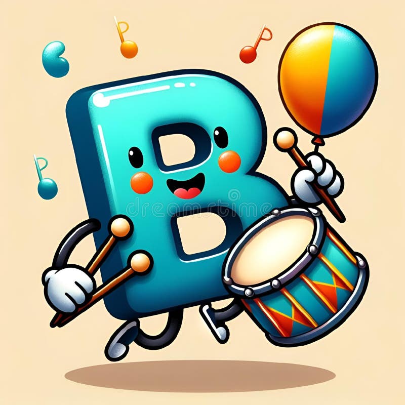 AI Generated Illustration of an Alphabet Character Playing Drums with ...