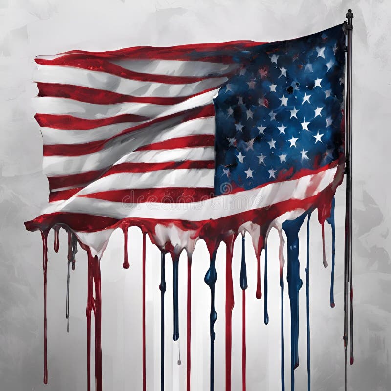 AI Generated Illustration of an American Flag Stained with Blood ...