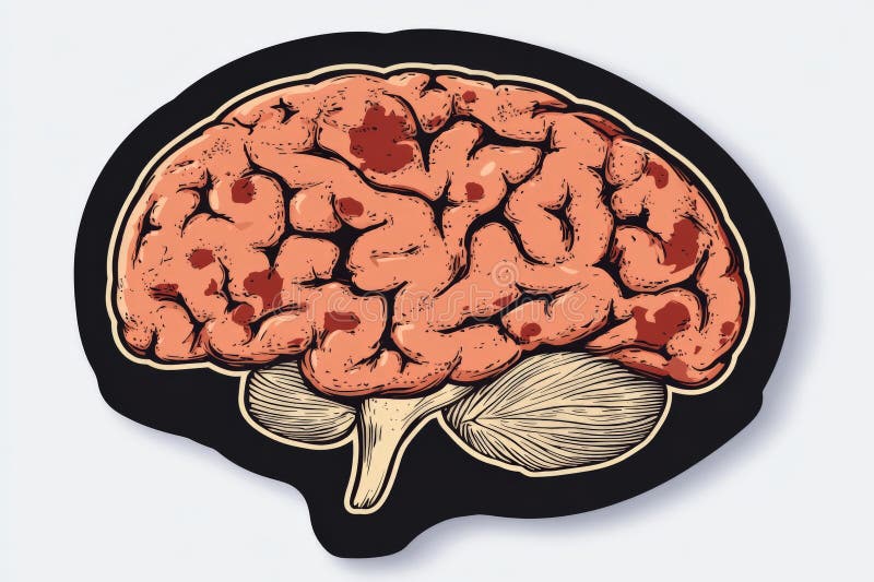 Anatomical Illustration of Human Brain Pink Textures Cross Sectioned ...