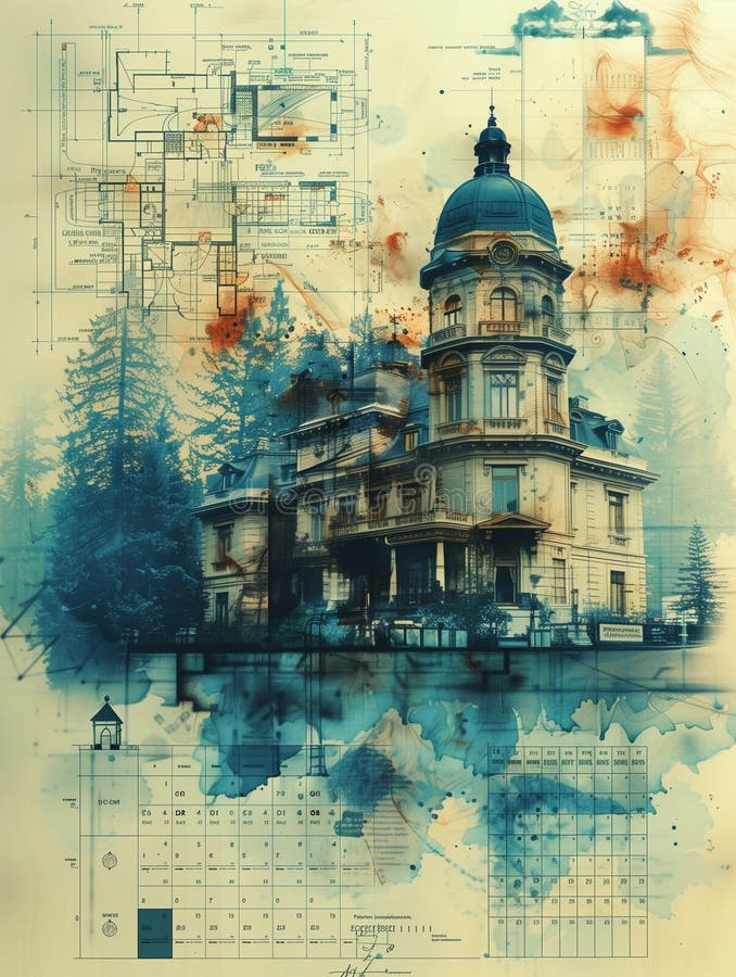 AI Generated Illustration of an Ancient Architectural Sketch Displayed ...