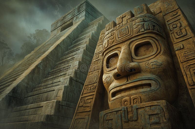 AI-generated Illustration of a Mayan Temple with Intricate Stone ...