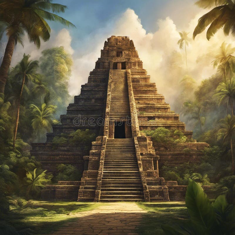 AI Generated Illustration of an Ancient Pyramid Structure Set in a Lush ...