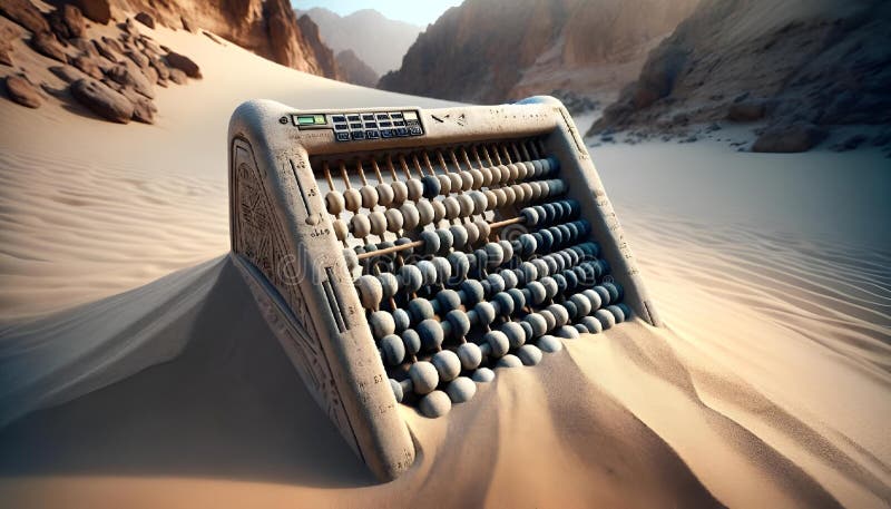 AI Generated Illustration of an Ancient, Sand-covered Computing Device ...