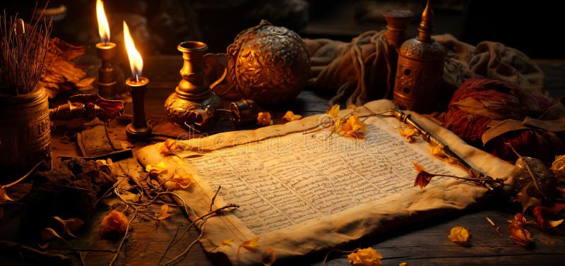 AI Generated Illustration of an Ancient Scroll with Mysterious Writing ...