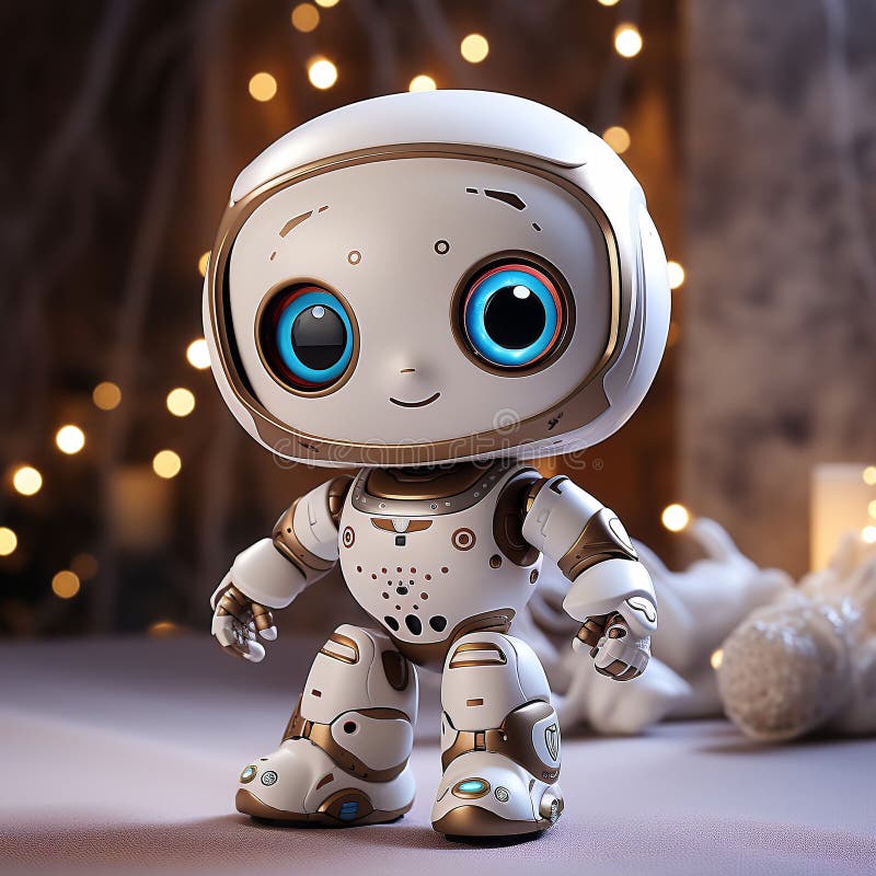 AI Generated Illustration of an Android Robot with Blue Eyes and Cute ...