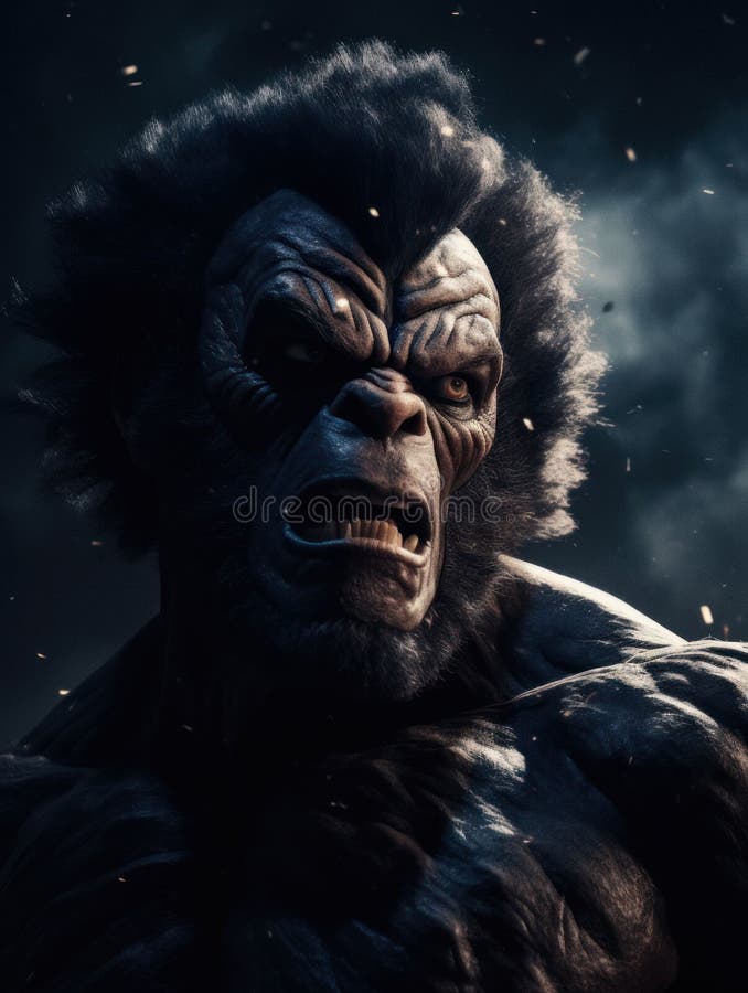 AI Generated Illustration of an Angry Monkey in a Dark-colored Costume ...