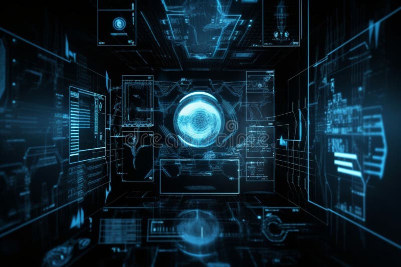 AI Generated Illustration of Abstract Technology Interface with Digital ...