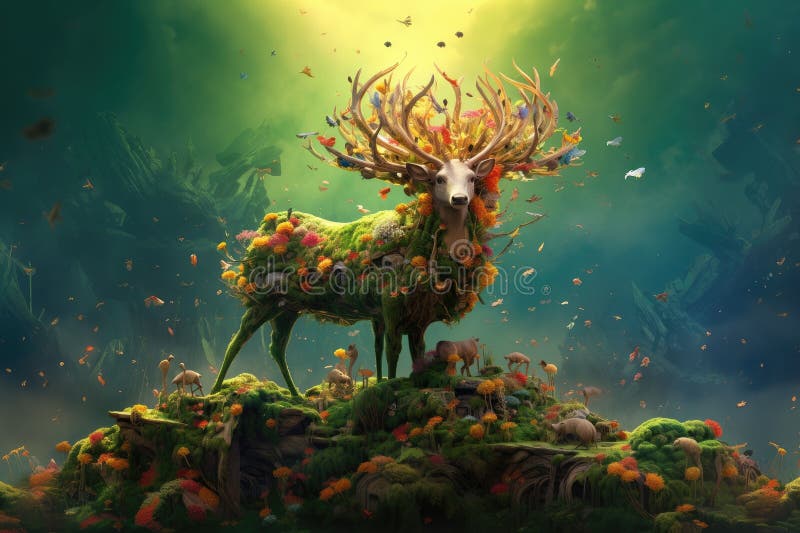 AI Generated Illustration of an Animated Illustration of a Deer with ...