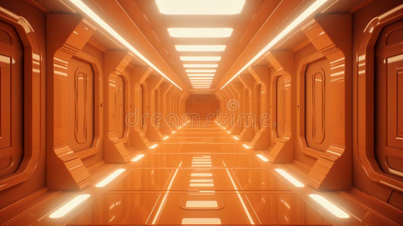 AI Generated Illustration of an Animated Spaceship Corridor with ...
