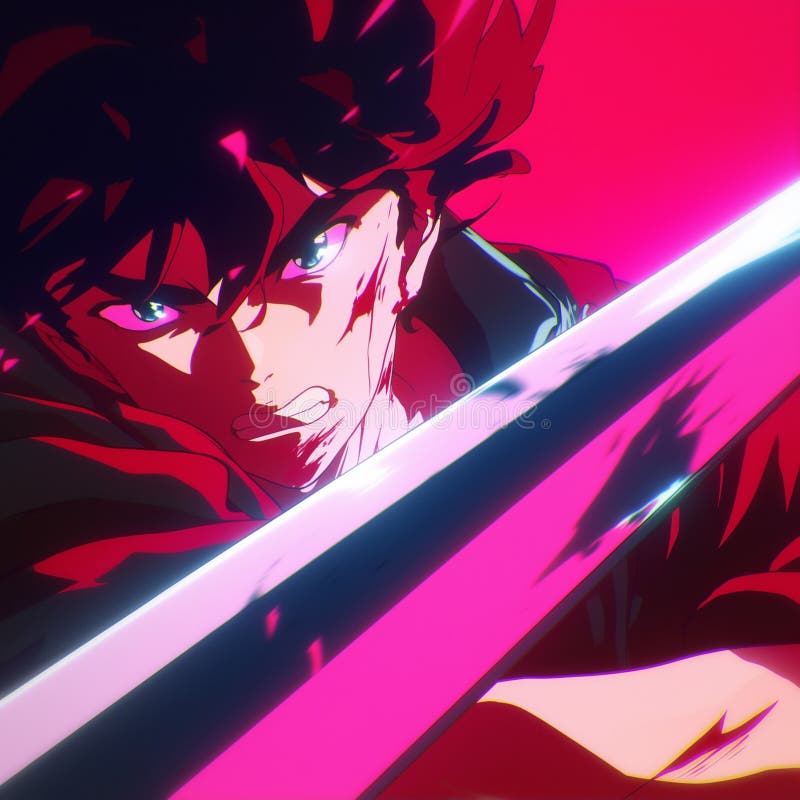 AI-generated Illustration of Anime Character Holding a Sword Making an ...