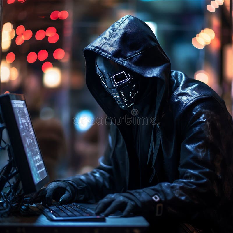 AI Generated Illustration of an Anonymous Hoodied Hacker Stock ...