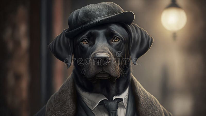 AI Generated Illustration of an Anthropomorphic Black Labrador Dressed ...