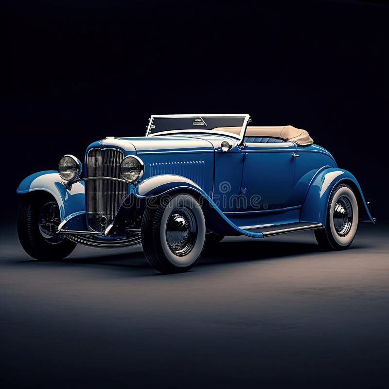 AI Generated Illustration of an Antique Blue Automobile Against a ...