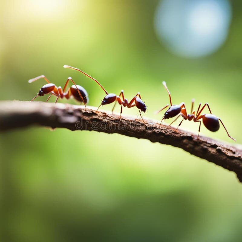 AI-generated Illustration of Ants Walking on a Tree Branch Stock ...