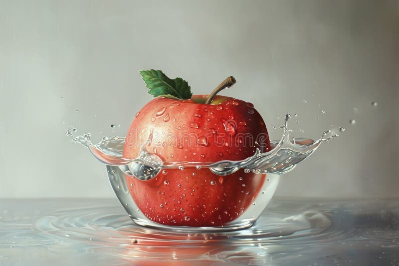 AI Generated Illustration of an Apple Dropping into Water Stock ...