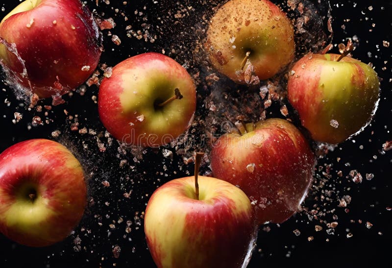 AI Generated Illustration of Apples Falling into a Bowl, Causing Water ...
