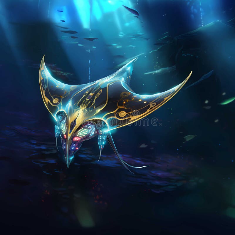 AI Generated Illustration of an Aquatic Robot Inside an Aquarium Stock ...