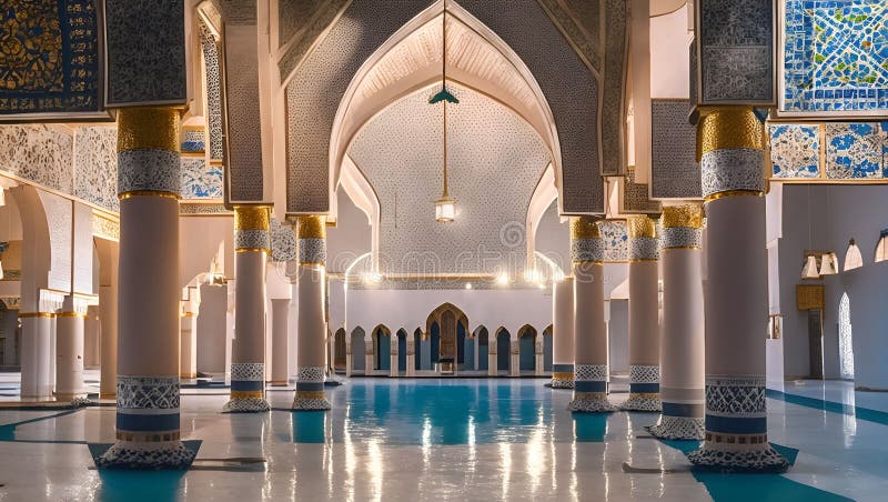 AI Generated Illustration of an Arabic-style Building Interior with ...
