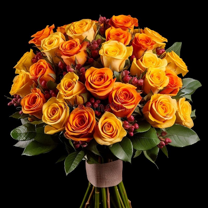 AI Generated Illustration of an Arrangement of Fresh-cut Orange Roses ...