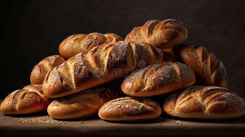 Bread with Many Different Kinds and Shapes is Arranged in a Pile Stock ...