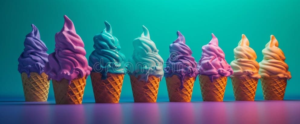 AI Generated Illustration of an Array of Assorted Colorful Ice Cream ...