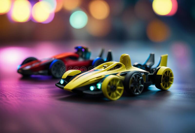 AI Generated Illustration of an Array of Bright Toy Cars Lined Up on a ...