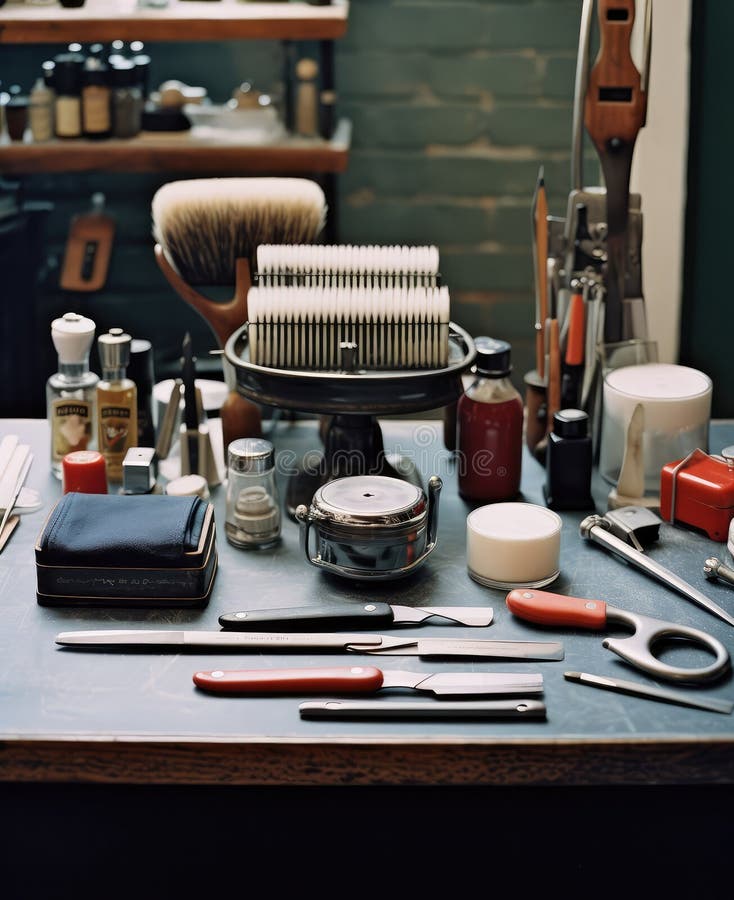 AI Generated Illustration of an Array of Grooming Products with Shaving ...