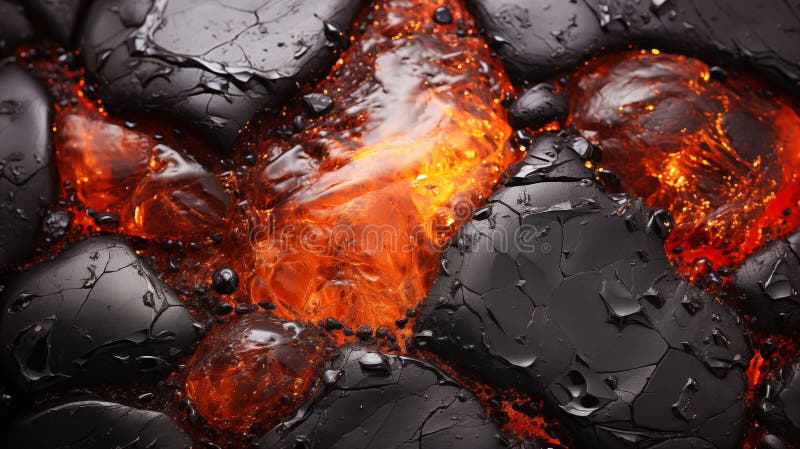 AI Generated Illustration of an Array of Lava Rocks and Orange Molten ...