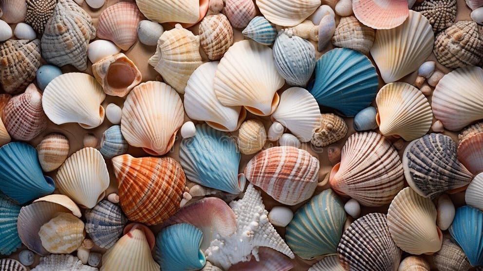 AI Generated Illustration of an Array of Shells Arranged in a Pile on a ...