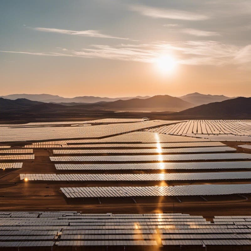 AI Generated Illustration of an Array of Solar Panels in the Desert ...