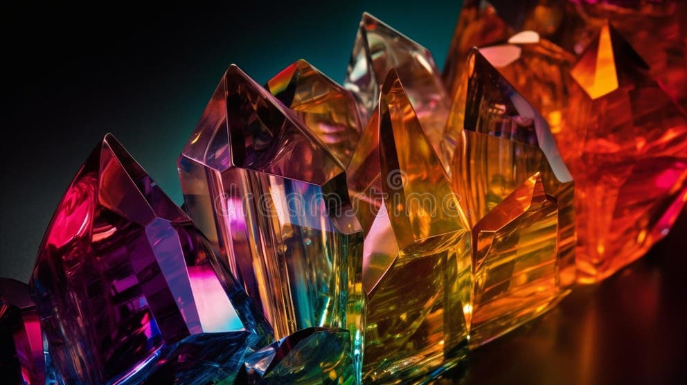AI Generated Illustration of an Array of Vibrant Colored Crystals ...