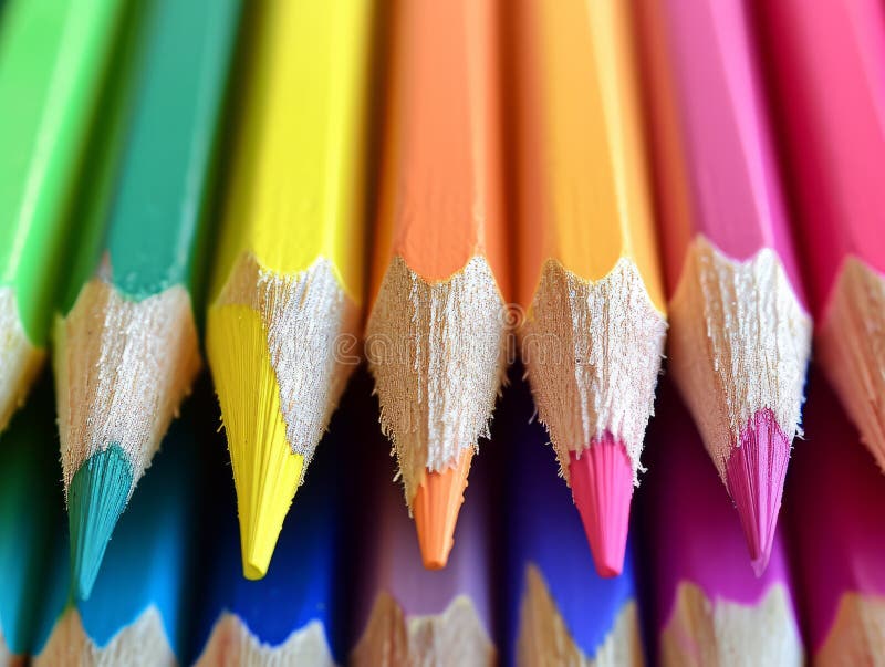 AI Generated Illustration of an Array of Vibrant Colored Pencils Stock ...