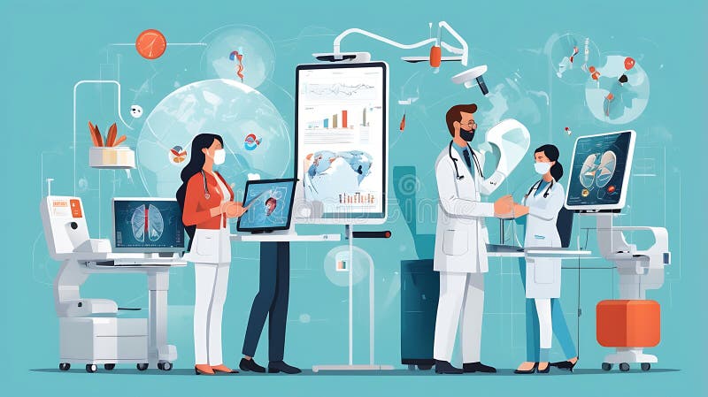 Futuristic Medical Research Collaboration Stock Illustration ...