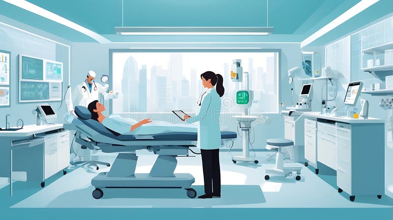 Futuristic Medical Research Collaboration Stock Illustration ...