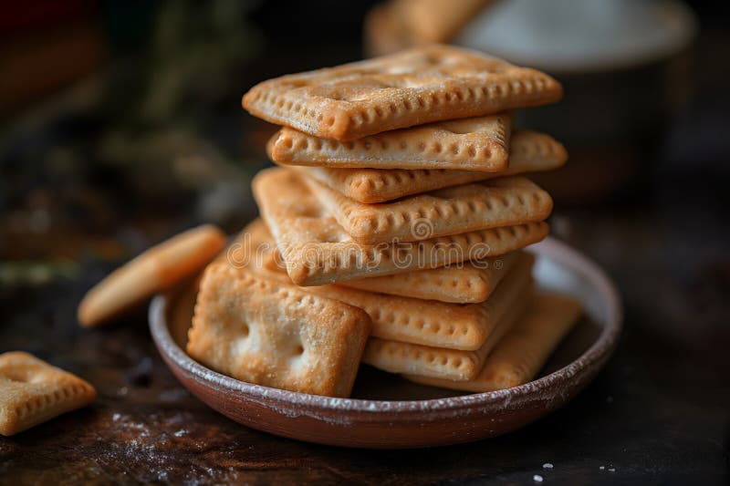 AI Generated Illustration of a Stack of Square Biscuits on a Small ...
