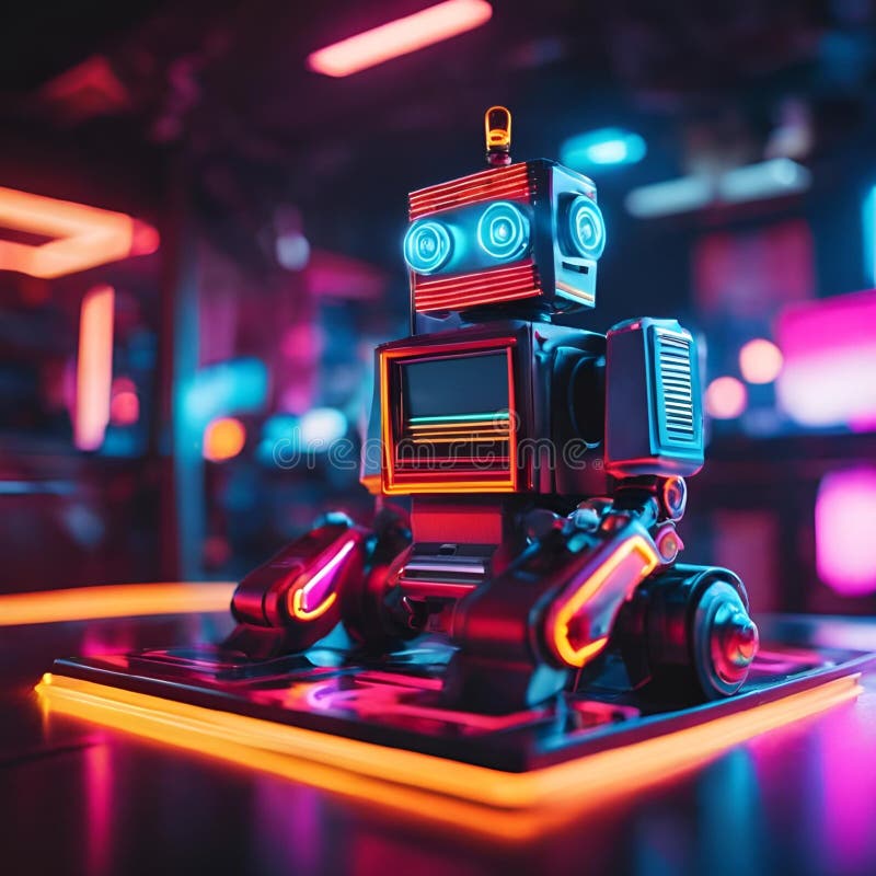 AI Generated Illustration of an Artificial Robot Emitting Light from ...