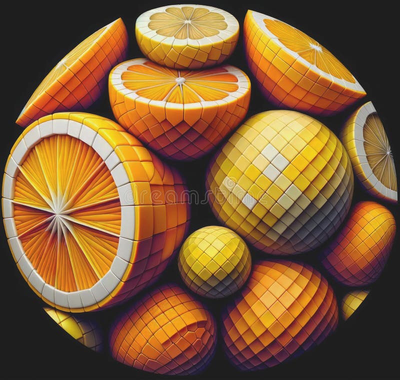 AI Generated Illustration of Artistic Assembly of Citrus Fruit Segments ...